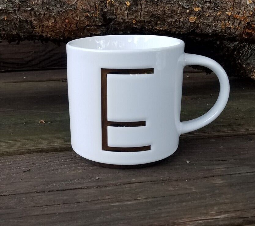 Williams Sonoma Letter E Coffee Tea Mug Cup Ceramic Over Sized White ...