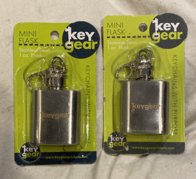 Keygear MINI FLASK w/ KeyChain 1oz Quality Stainless Steel Survival ...