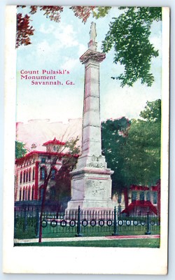 Postcard GA Savannah Count Pulaski's Monument Vintage View F1 | eBay