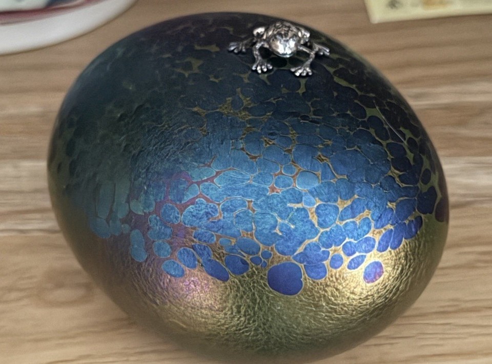 Vtg Collectible John Ditchfield Glasform Iridescent 925 Silver Frog ...