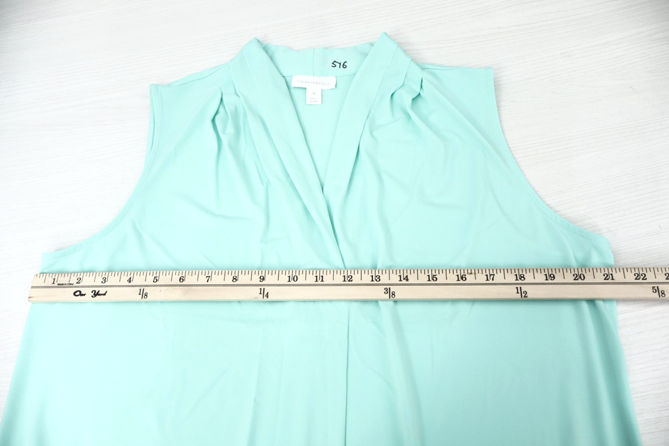 CHARTER CLUB Women's Lightweight Stretch Polyester Tank Top Teal Green ...