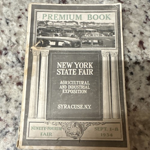 1934 New York State Fair Premium Book Syracuse Agricultural Exposition ...