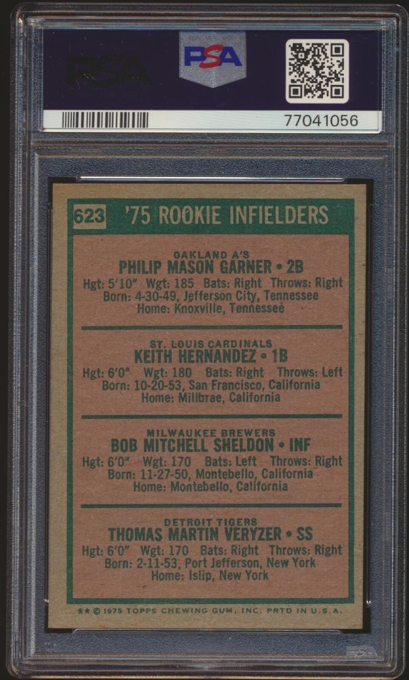 CRAZY ERROR 1975 Topps Keith Hernandez #623 LIGHT PINK BORDER RC Rookie ...