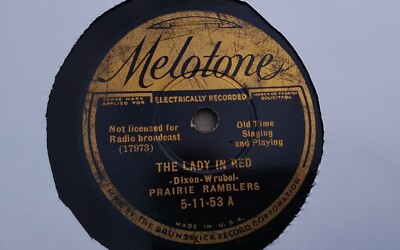 Prairie Ramblers – 78rpm Single 10-inch Melotone Records #5-11-53 The ...