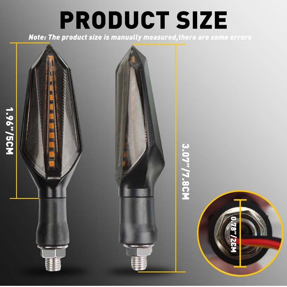 2X Amber/Blue Motorcycle LED Flowing Turn Signal Light Indicator ...
