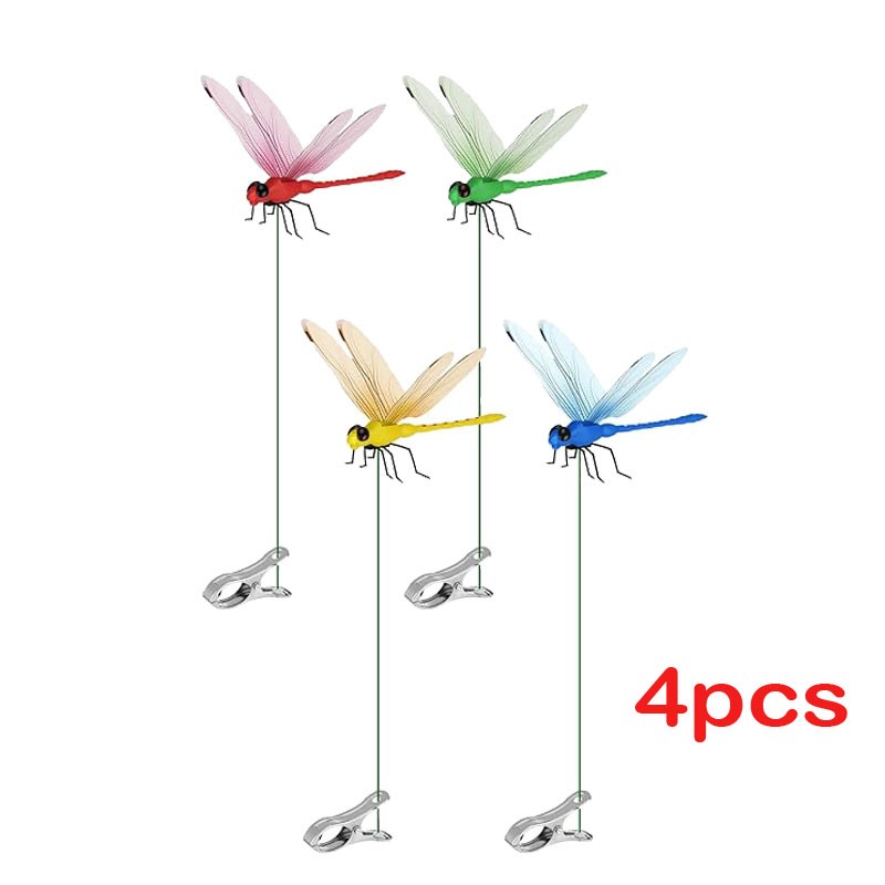 4/8/12PCS Fake Dragonfly Clip Waterproof Outdoor 3D Dragonfly Garden ...