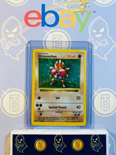 Hitmonchan 7/102 MP Played Base Set Shadowless 1999 Pokemon Card Holo ...