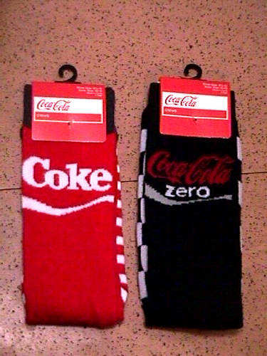 COCA-COLA Soda COKE Red ZERO Black Lot 2 Pair Adult SOCKS Sz 6-13 ...