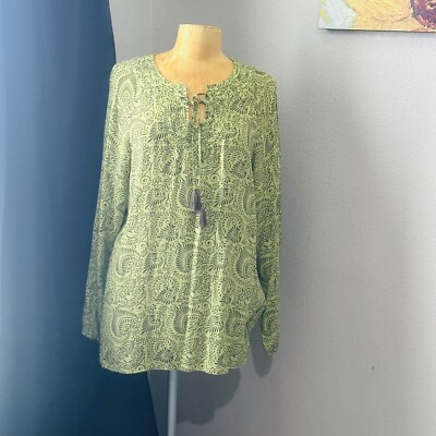 Sigrid Olsen Signature green/ brown tunic Top BEAUTIFUL Medium | eBay