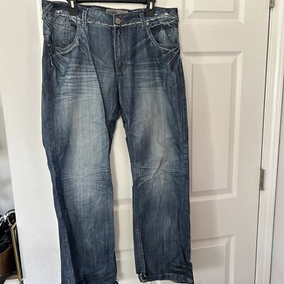 Men’s distressed blue jeans straight leg division 36 x 30 #2 | eBay