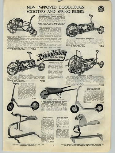 1940 PAPER AD Toy Doodlebug Speedster Gendron Coaster Wagon Skippy ...