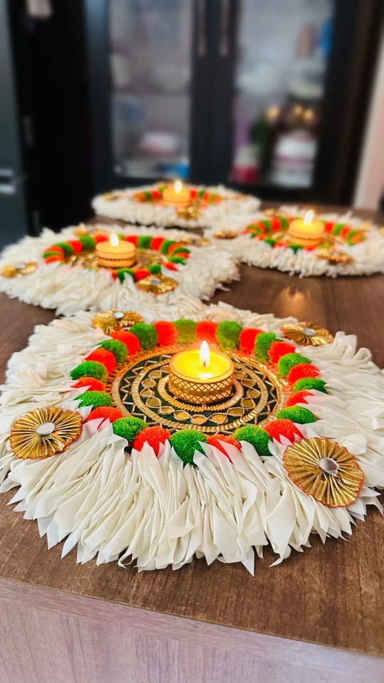 Rangoli Stair Mats T Light Holder Festive Diwali Decoration in MDF Pack ...