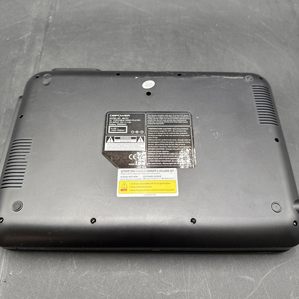 DBPower MK101 10" Portable DVD Player W/O Power Cord & Remote - Tested ...