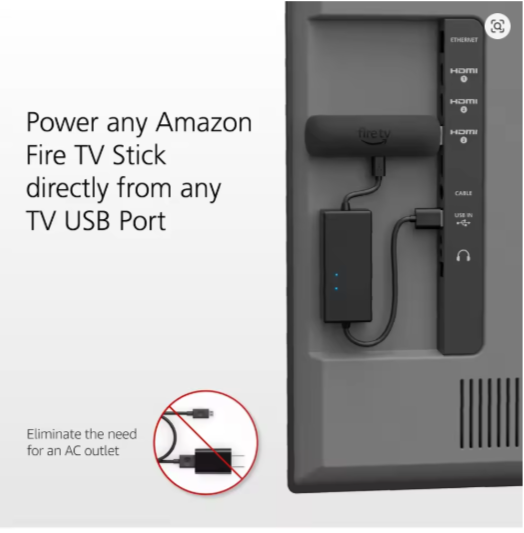 Power Cable Adapter for Fire TV Stick USB TV Port – No AC Adapter ...