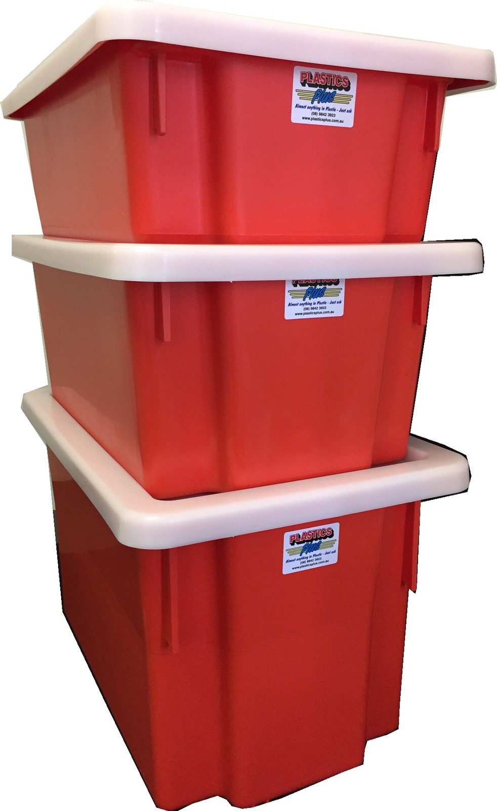 Stack and Nest Food Grade 32L and 50L Storage Tub Blue, Red and Natural ...