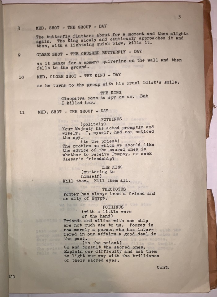 CLEOPATRA, ORIGINAL FILM SCRIPT, SECOND DRAFT OF SCREENPLAY, ELIZABETH ...