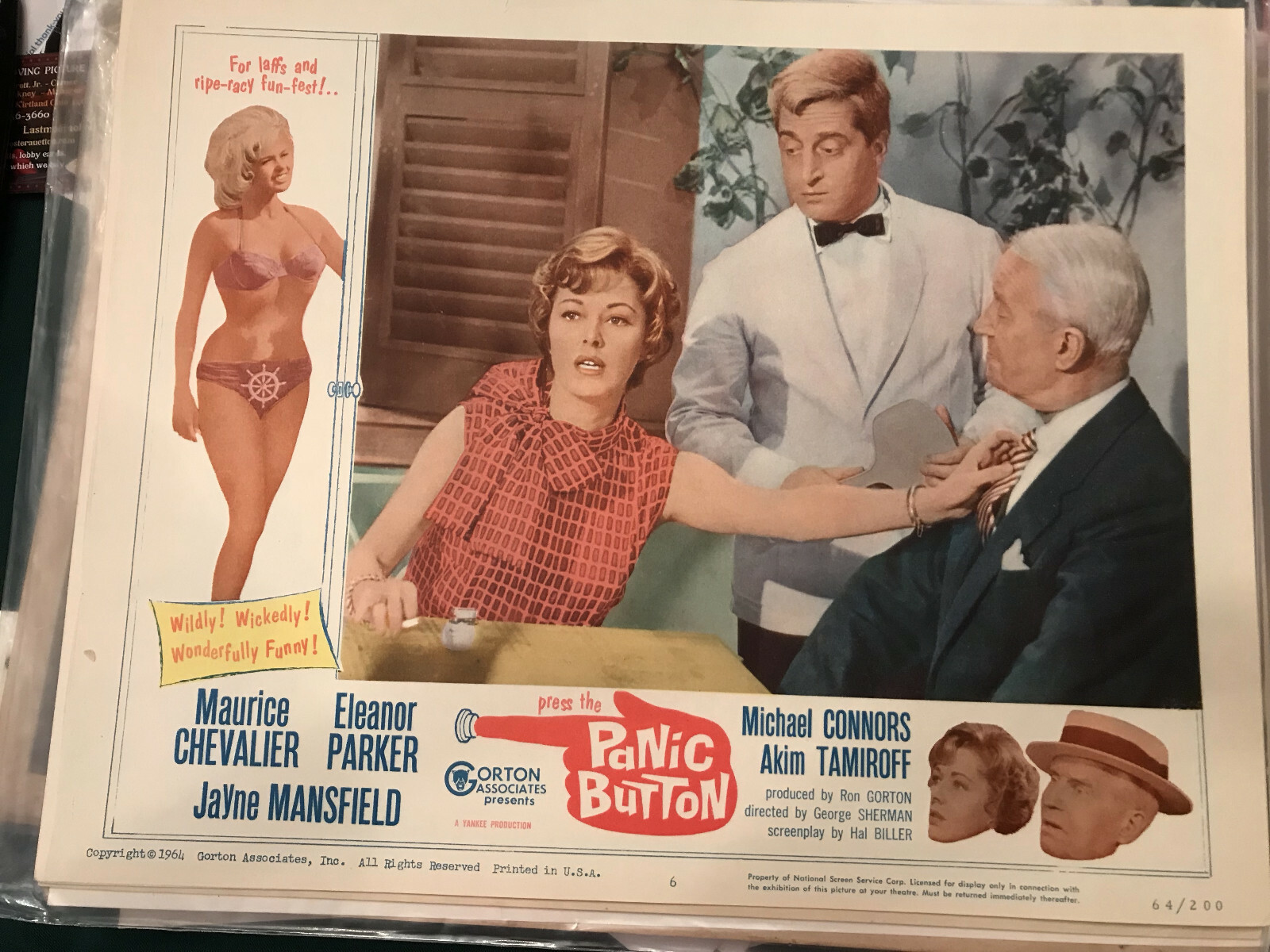 Panic Button 1964 Gorton 11x14" comedy lobby Jayne Mansfield Eleanor Parker | eBay