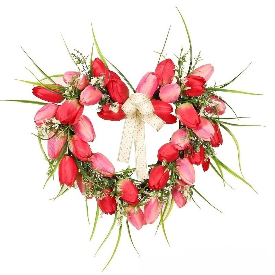 Silk Stocking Flower Valentine Wreath Silk Rose Wreath Simulated Roses ...