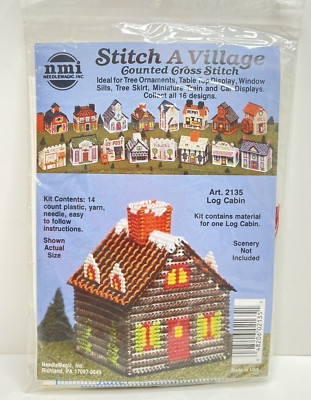 Counted Cross Stitch Kit 2135 Log Cabin Stitch A Village NMI ...