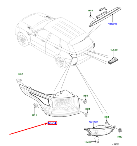 LR060322 Pilot Rear Left Land Rover Range Sport HSE Year 2013 1395325 ...