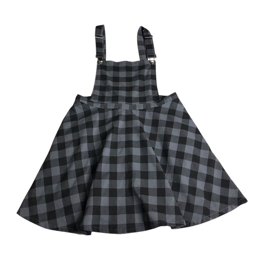Hot Topic Overall Dress Womens XL Black Gray Plaid Skirtall Jumper Goth ...