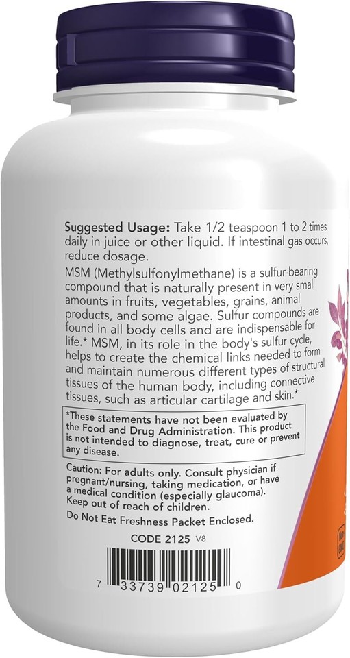 NOW Supplements, MSM (Methylsulfonylmethane) Powder, Supports Healthy ...