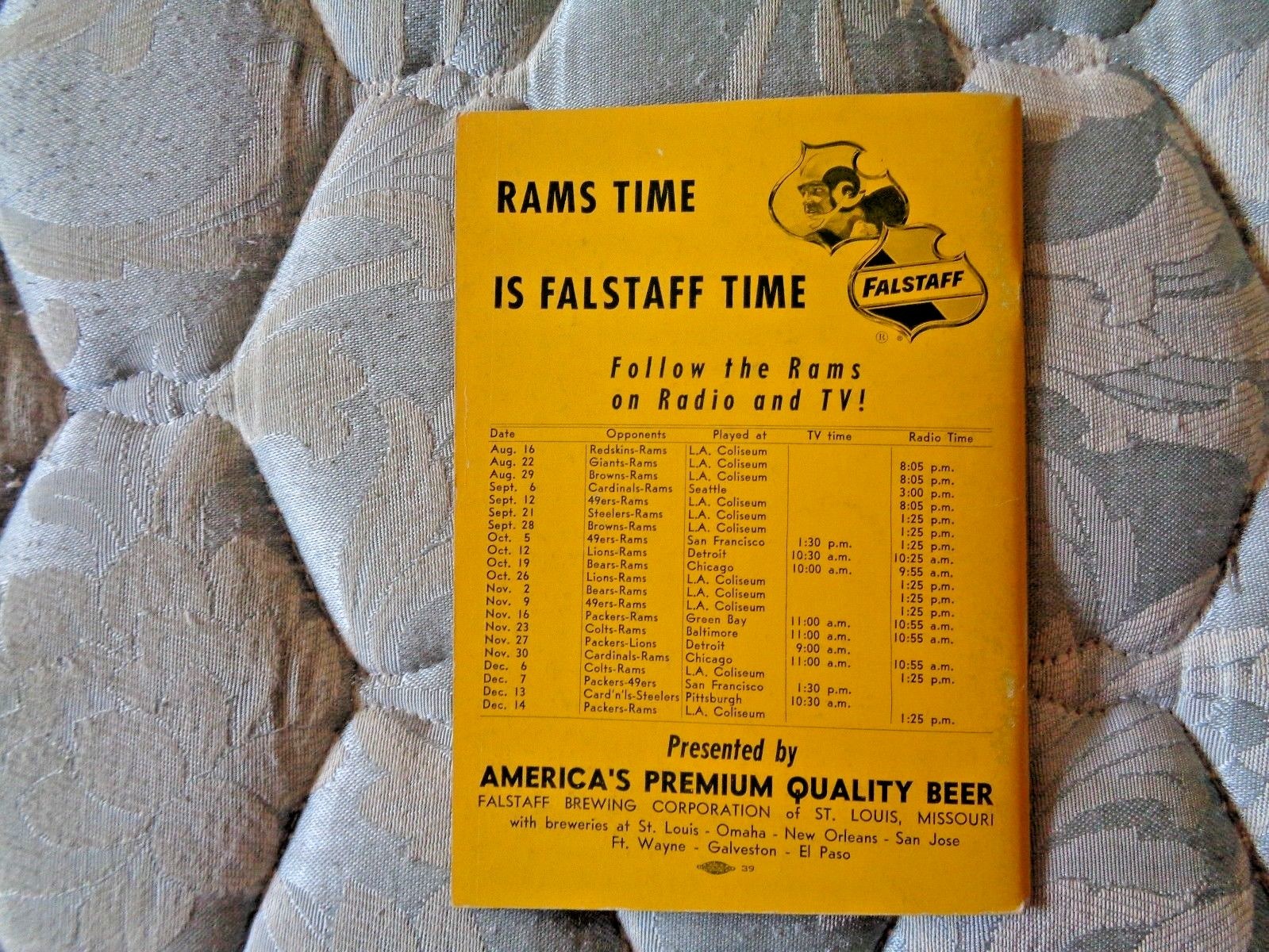 1958 LOS ANGELES RAMS MEDIA GUIDE Yearbook Program Press Book NFL ...