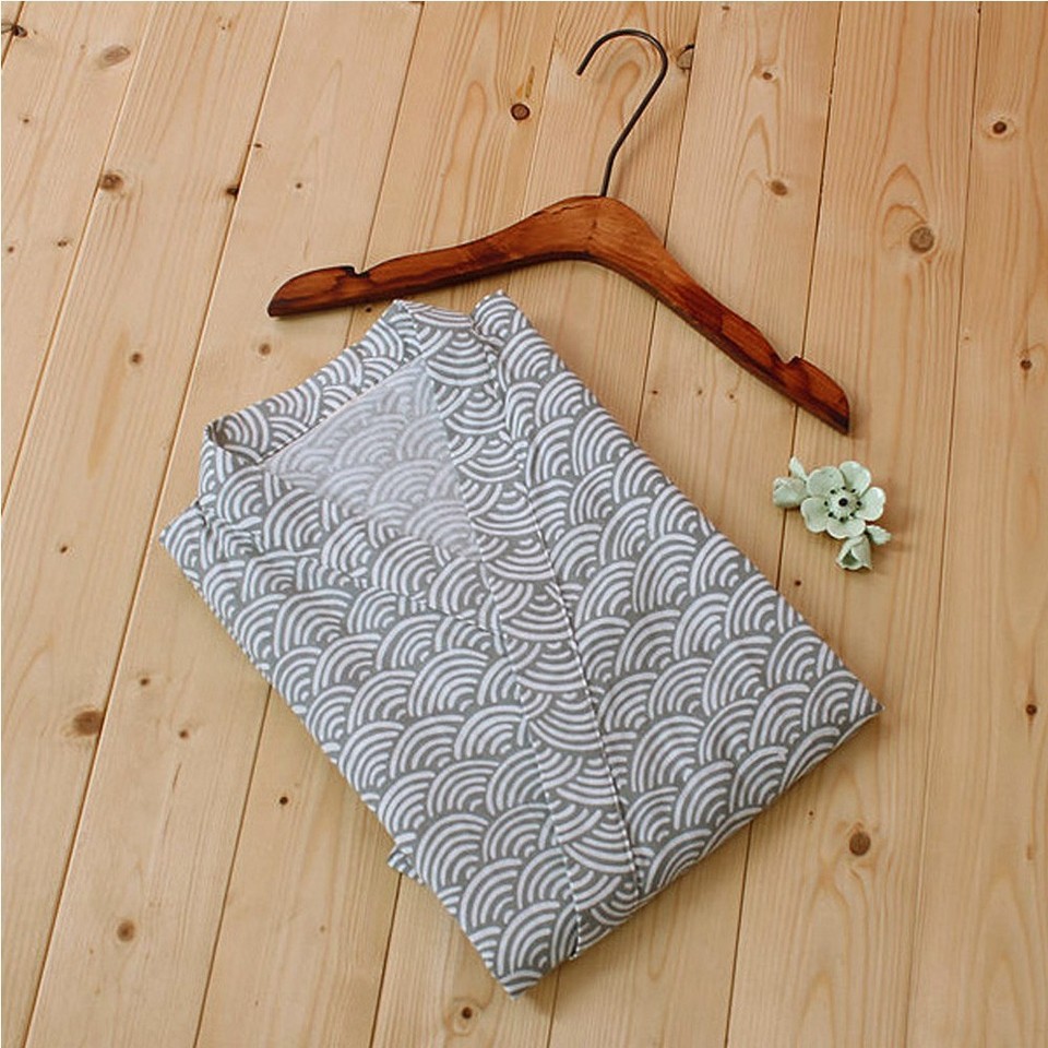 Black/Gray Bathrobe Robe Men's Kimono Yukata Soft Japanese Loose Fit ...