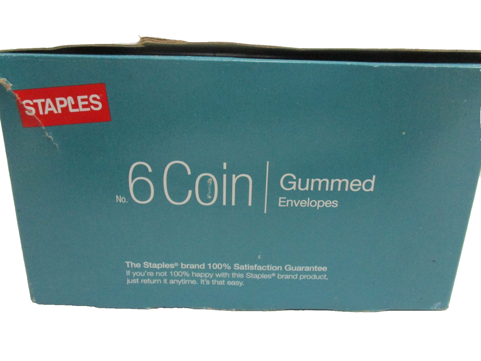 Staples Gummed No. 6 Coin Envelopes 3 3/8” X 6” 250/Qty | eBay