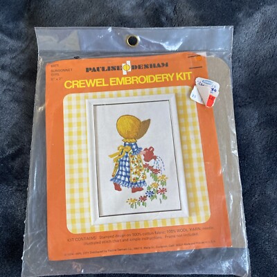 Vintage 1974 Pauline Denham Crewel Embroidery Kit 6071 Sunbonnet Girl 5 ...