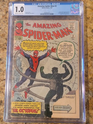 1963 Marvel Comics Amazing Spider-Man 3 CGC 1.0 1st Appearance of ...