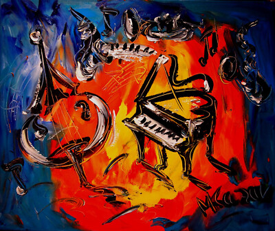JAZZ MUSIC IMPRESSIONIST IMPASTO ARTIST Original Oil Painting VYEVDVr6 ...