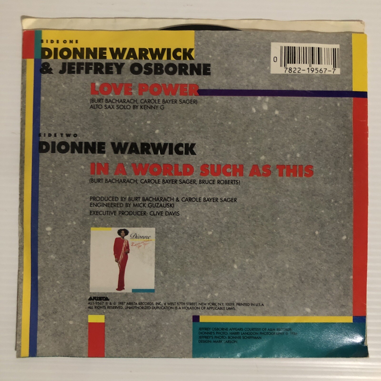 Dionne Warwick & Jeffrey Osborne - Love Power 1987-7’ Single 45rpm Record 78221956772| eBay