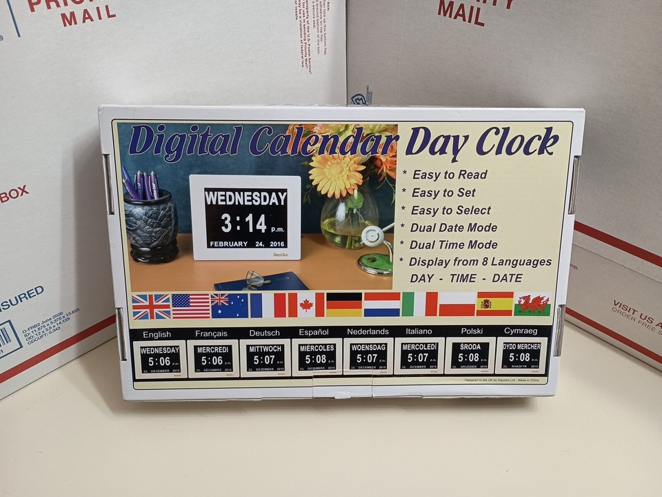 DayClox Memory Loss International Digital Calendar Day Clock | eBay