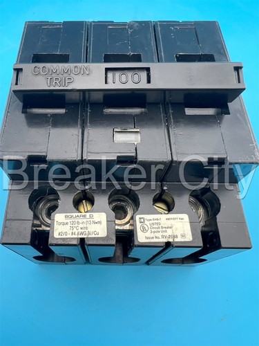 Square D EHB34100 100 Amp 3 Pole Circuit Breaker Type EHB7 480Y/277VAC ...