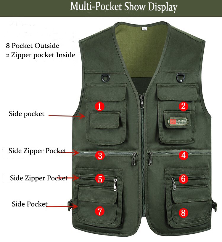 Men's Travel Vest Photography Reporter vest Concealed Carry Vest ...