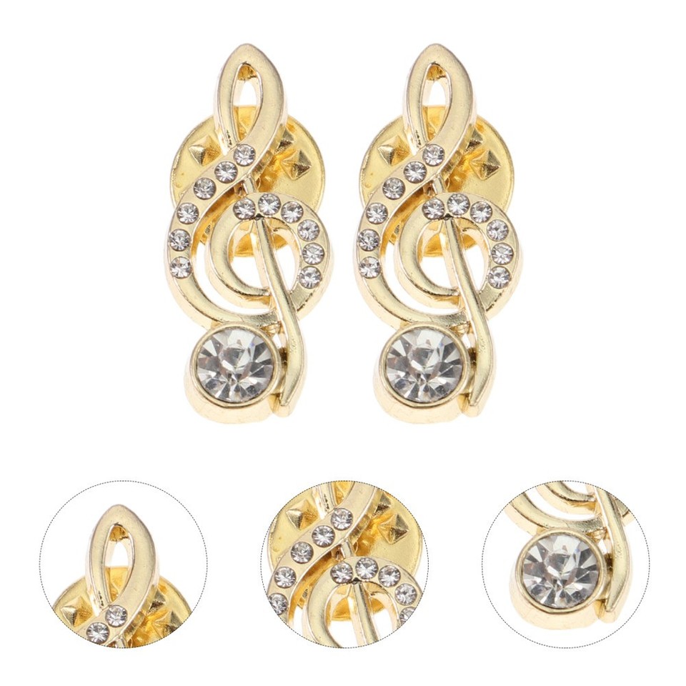 8pcs Rhinestone Music Note Brooch Treble Clef Music Note Lapel Pin ...