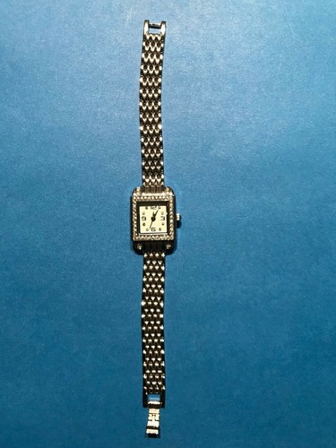 Watch - Women's Silver Sweep Second Hand Jeweled Diamond-Look Face ...