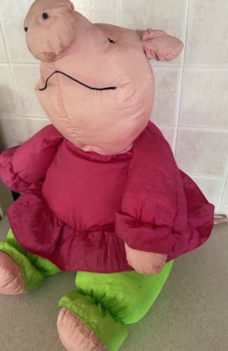 Plush Creations Puffy Pals PIG 15" Puffalump Nylon Pink & Green Vintage ...