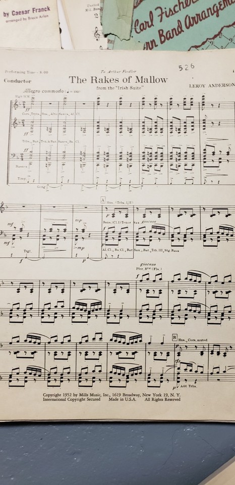Concert Band Sheet Music Rakes Of Mallow Leroy Anderson Batered Bride ...