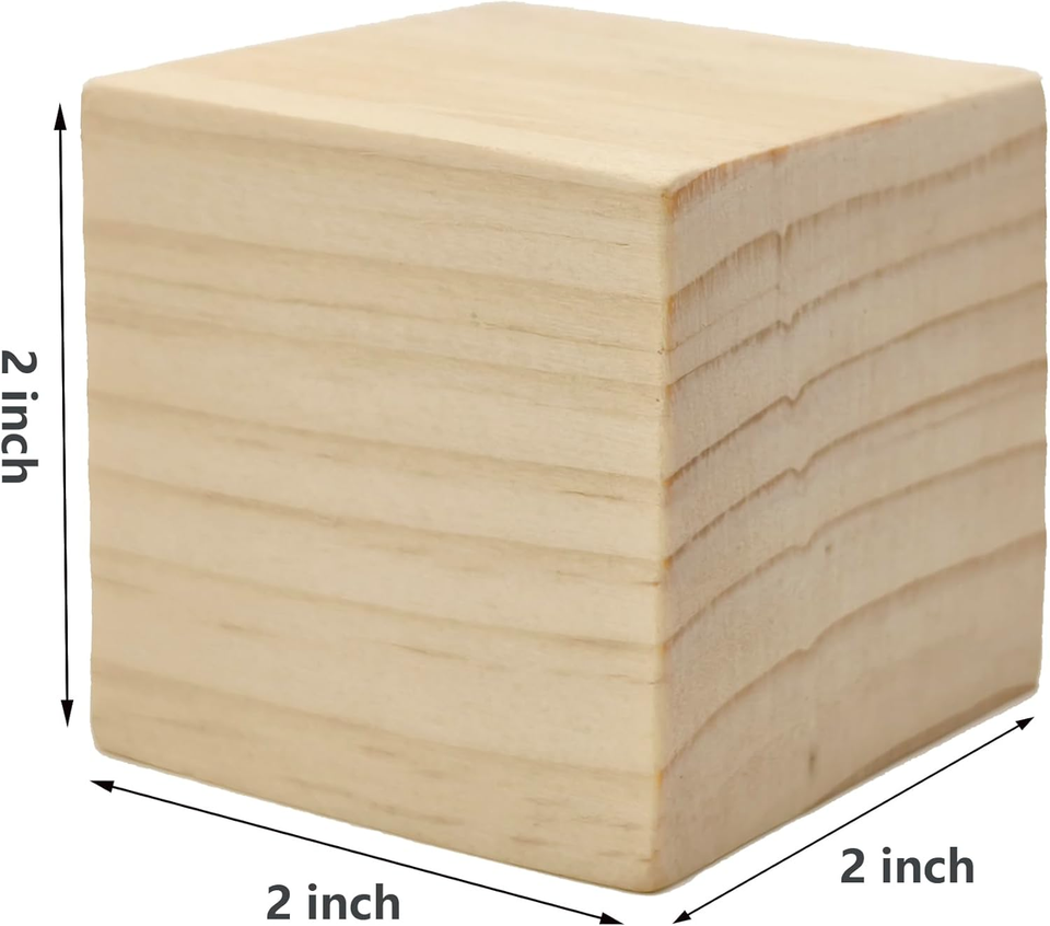 30 PCS 2 Inch Wooden Cubes,Unfinished Wood Blocks for Crafts,Wood ...