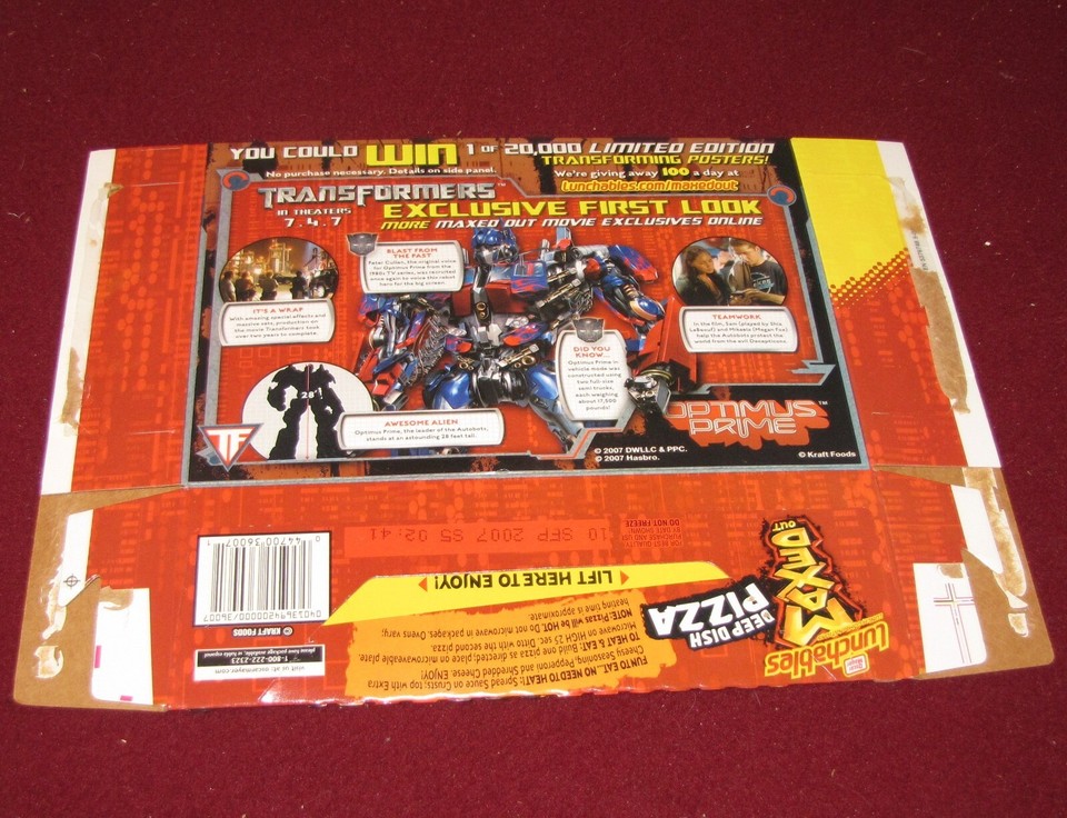 Transformers Lunchables Packaging Advertisement Games Activities | eBay