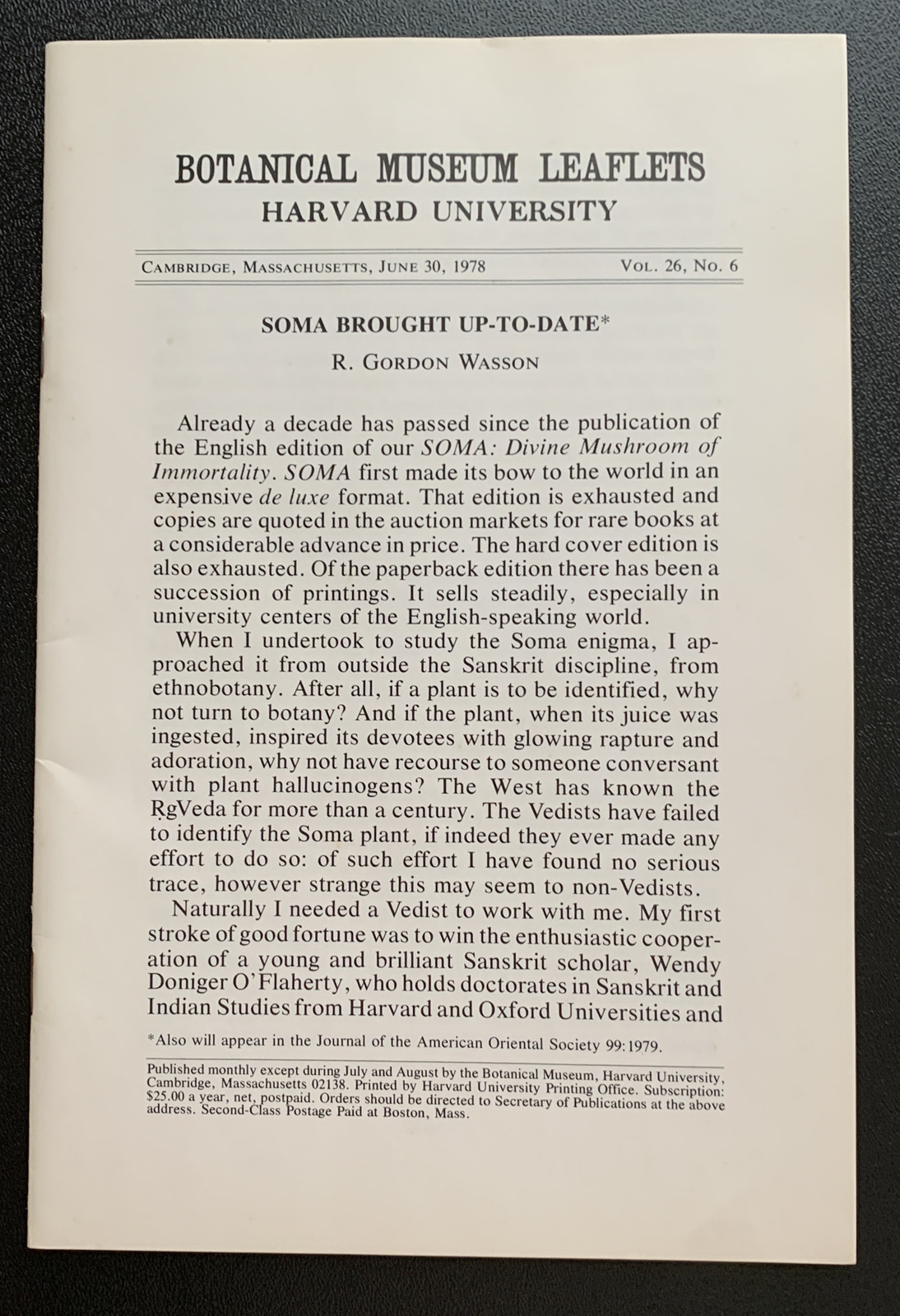 1978 R. Gordon Wasson Soma Brought UptoDate Hallucinogenic Psychedelic ...