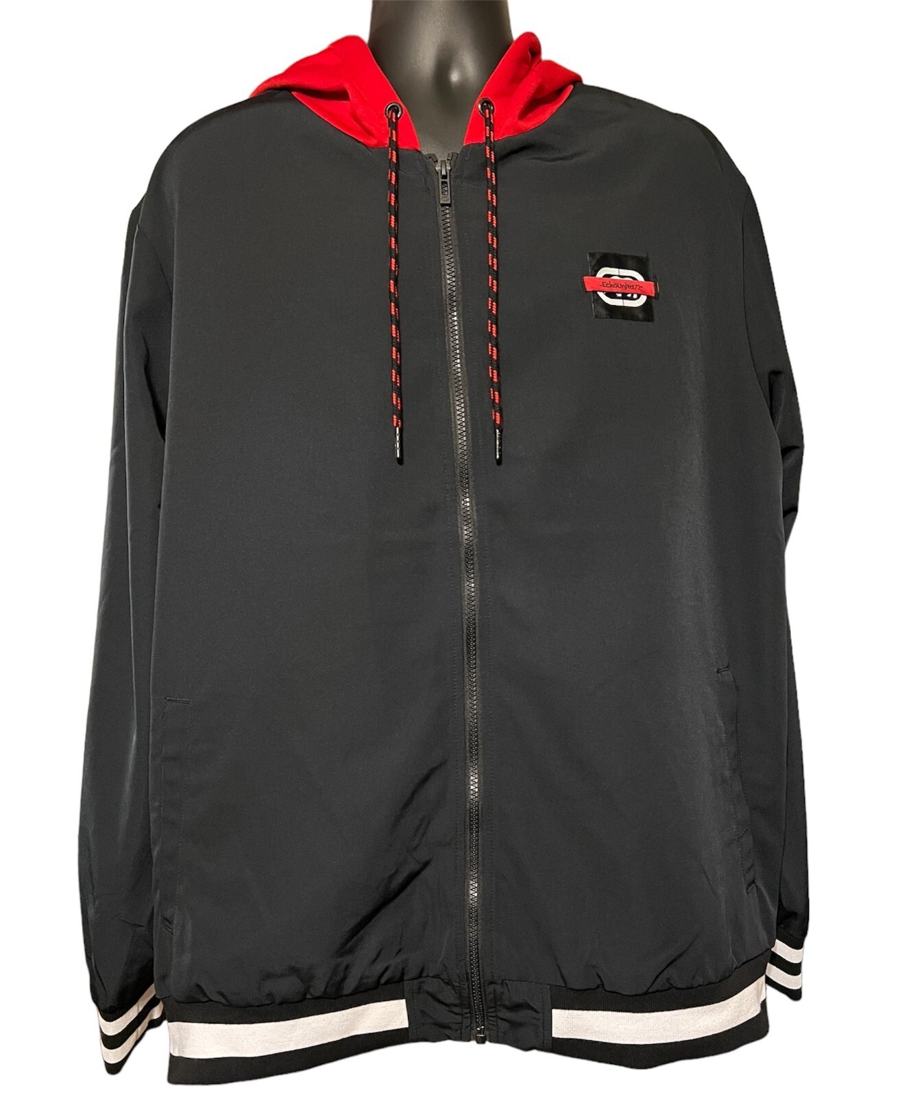 Ecko Unltd Varsity Style Hooded Full Zip Black/Red Jacket Men's XL NWT ...