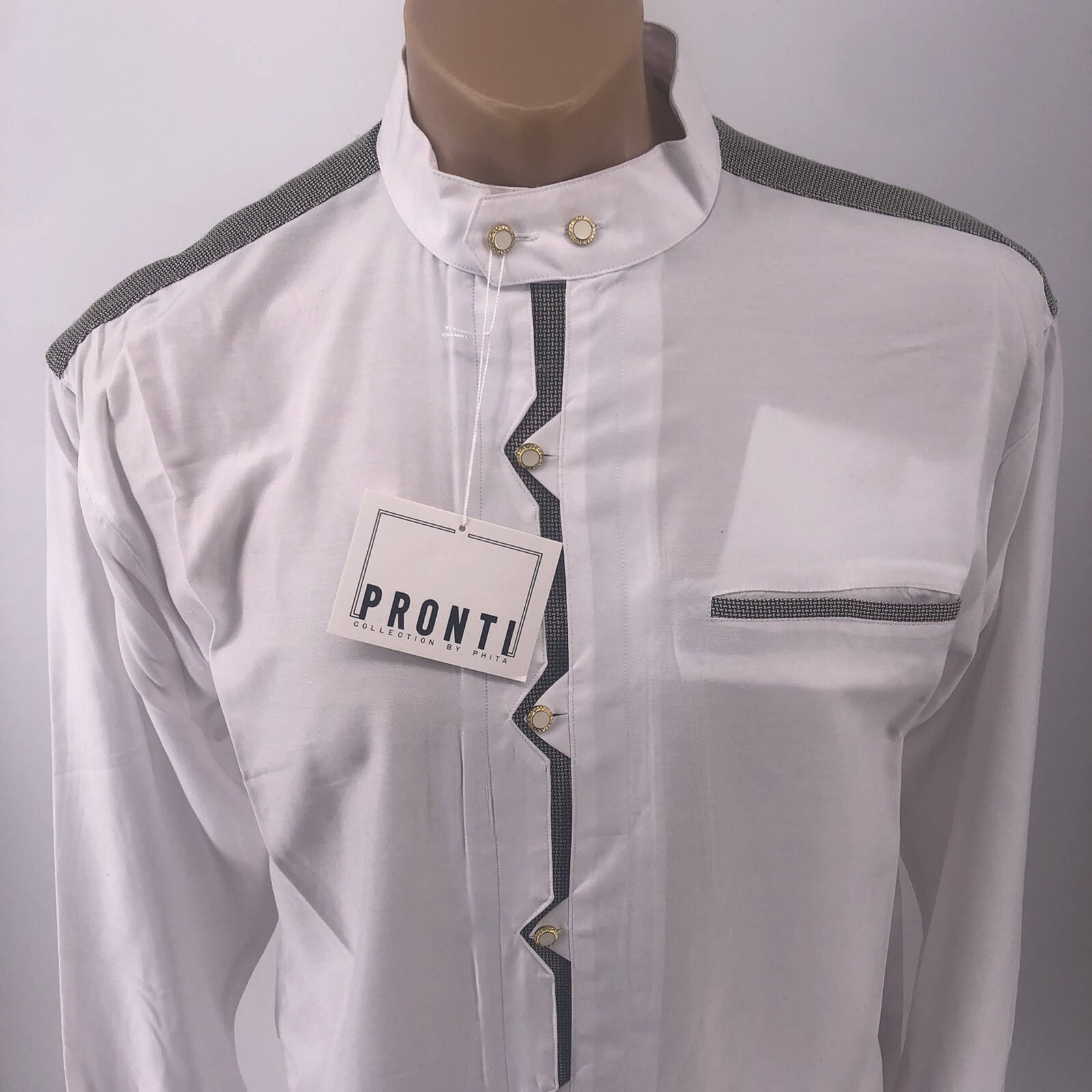 Pronti collection by phita Buttondown Shirt Men's XL Patterned Gold ...