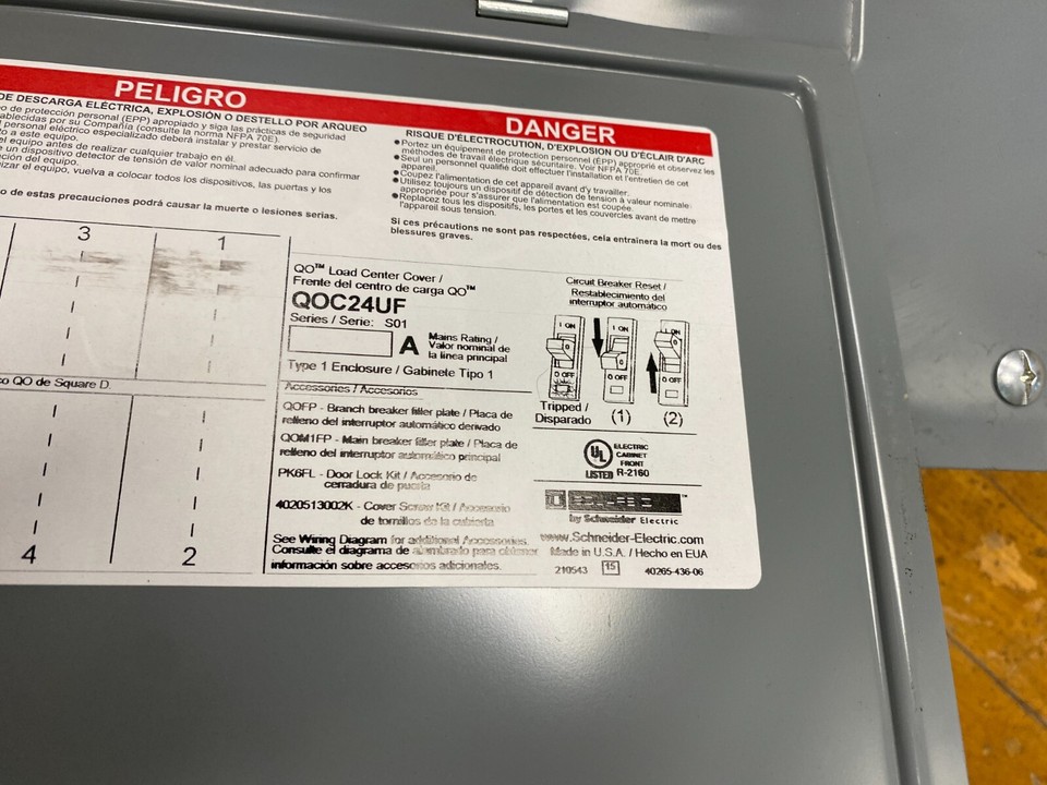 Square D BX21D QOC24UF QO Load Center Enclosure 125A 240V 1PH 24 Space ...