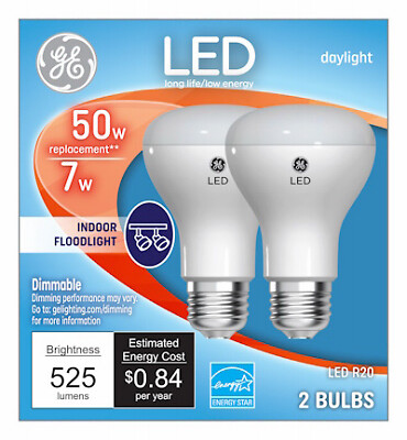 4 PAK GE; 2 Pack; LED7DR20E/5K-2P; 7W; Daylight Light Color; Clear Bulb ...