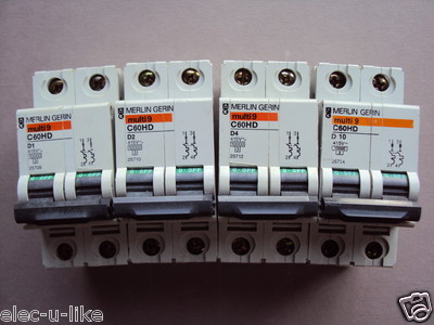 MERLIN GERIN MULTI 9 C60HD D1 1A D2 2A D4 4A D10 10A DP TYPE D 1 2 4 10 AMP MCB | eBay UK