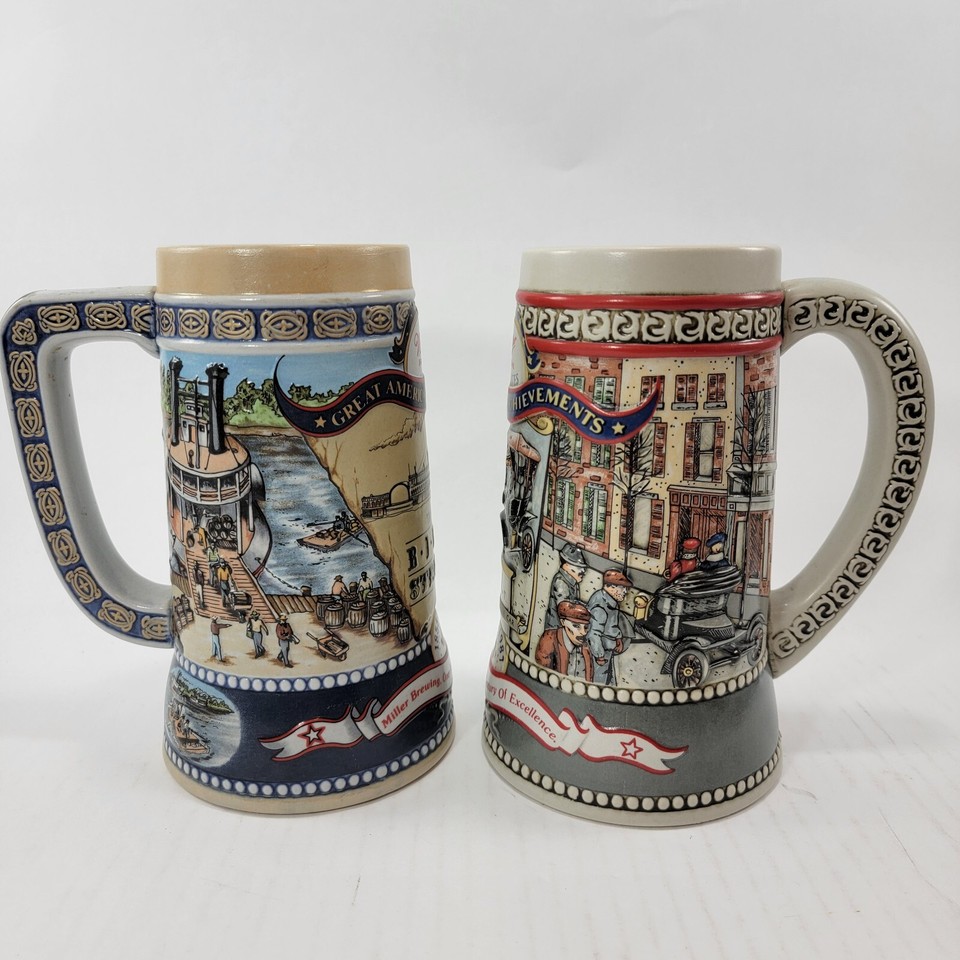 Miller High Life Great American Achievements BEER Steins LOT OF 4 | eBay