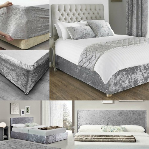 Velvet Divan Bed Base Wrap Cover Valance Single Double King Super King ...